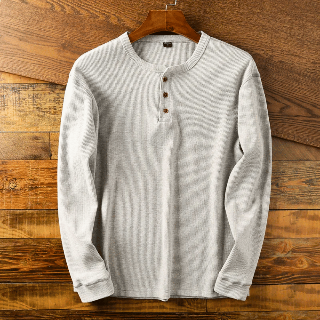 Mason – Let T-shirt med henley krave og langærmet design